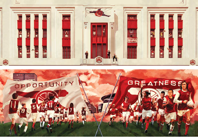 Red wall: Arsenal stars get first look at new stadium artwork | Camden ...